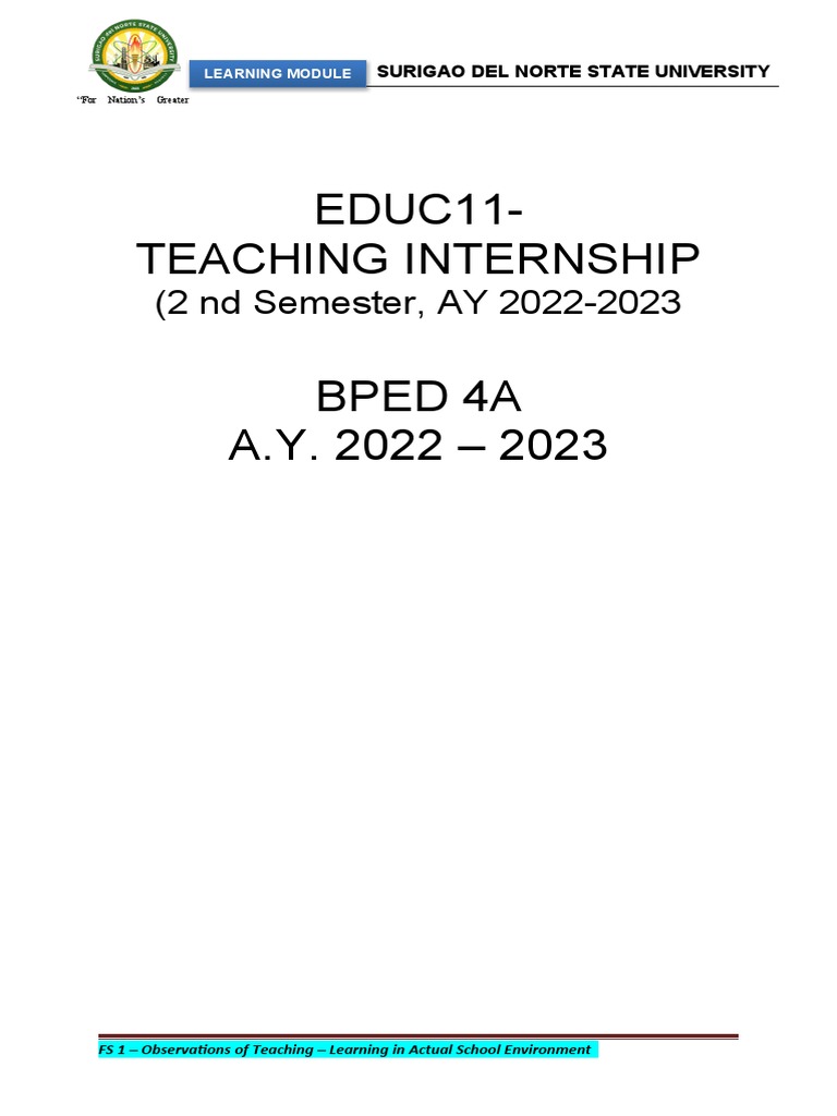 Educ 11 Teaching Internship | PDF