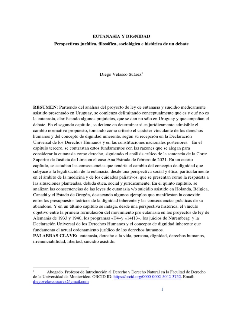 Análisis multidisciplinario de la eutanasia y el debate sobre la dignidad desde perspectivas ...