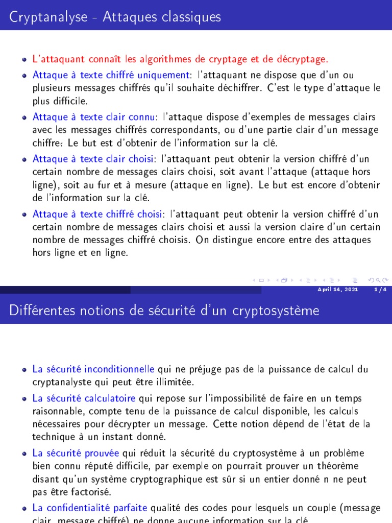 Support Cours Cryptopp | PDF | Cryptanalyse | Sécurité