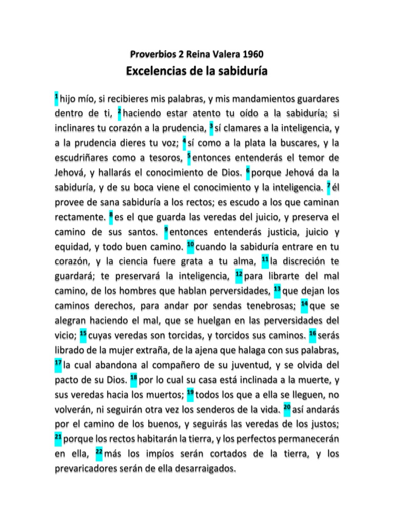 Proverbios 2: Sabiduría y Prudencia | PDF | Sabiduría