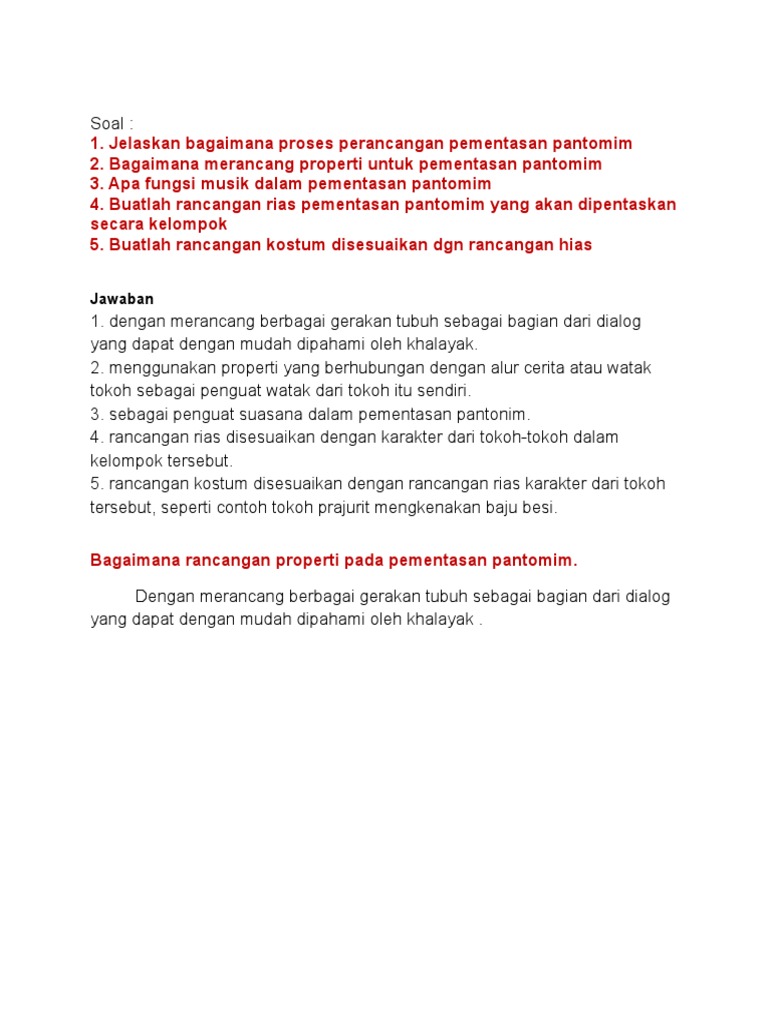 Proses Perancangan Pementasan Pantomim | PDF