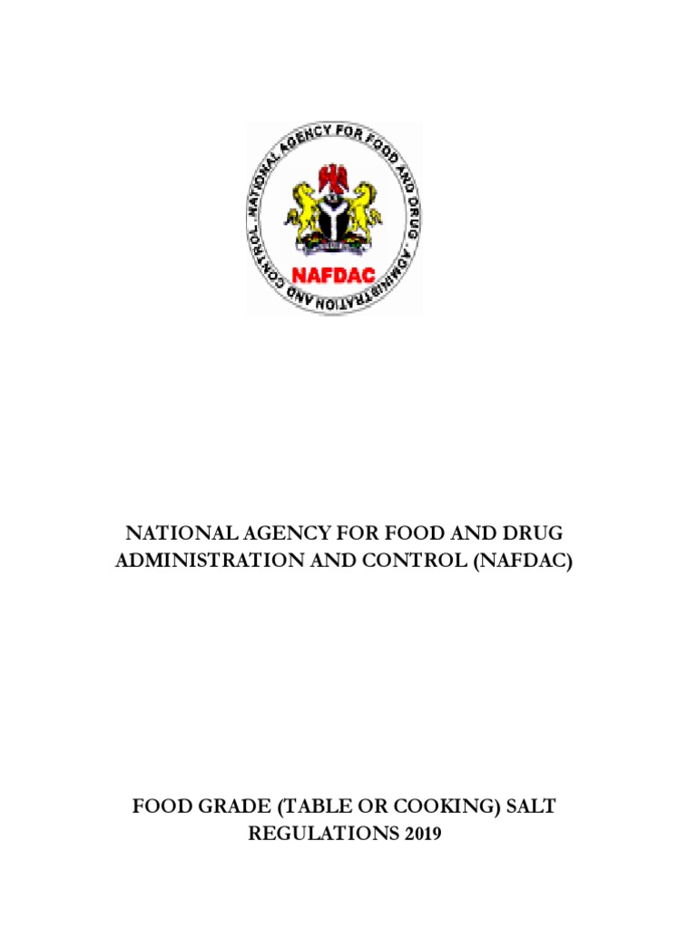 Food Grade Table Cooking Salt Regulations 2019 | PDF | Salt | Iodine