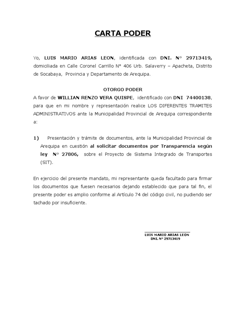 Carta-Poder RENZO | PDF