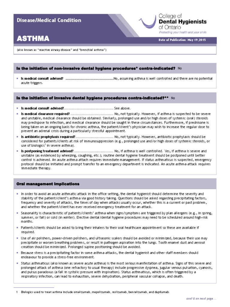 CDHO Factsheet Asthma | PDF | Asthma | Cough