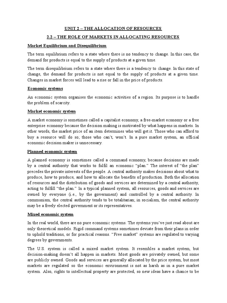 Understanding Market Equilibrium, Disequilibrium, and the Role of Price ...