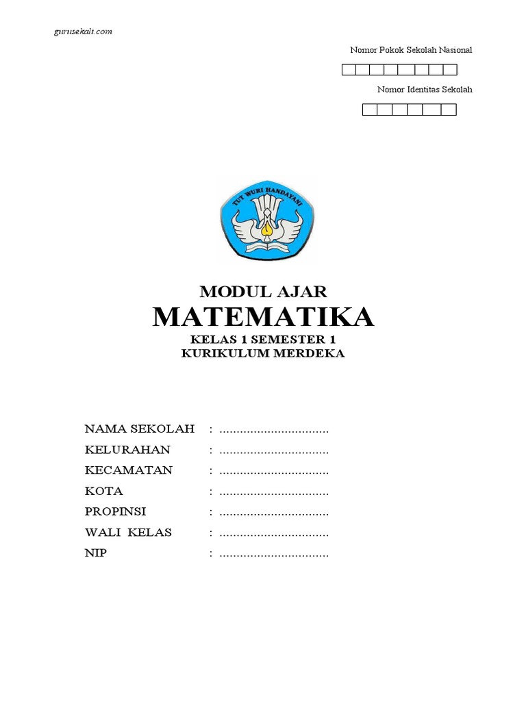 Modul Ajar Matematika Kelas 1 Semester 1 Gurusekali Pdf
