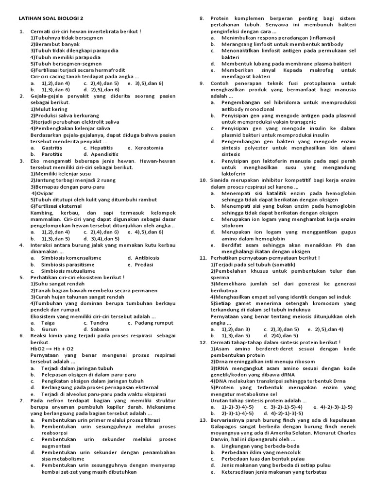Latihan Soal Biologi Kelas XII | PDF