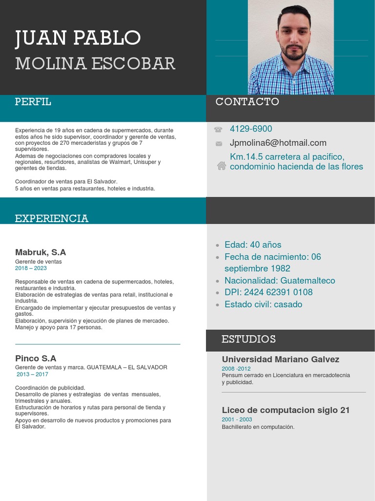 CV Juan Pablo Molina | PDF | Procesos de negocio | Business