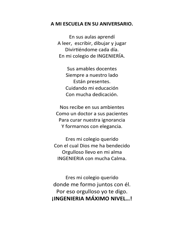 Aniversario de mi colegio querido | PDF