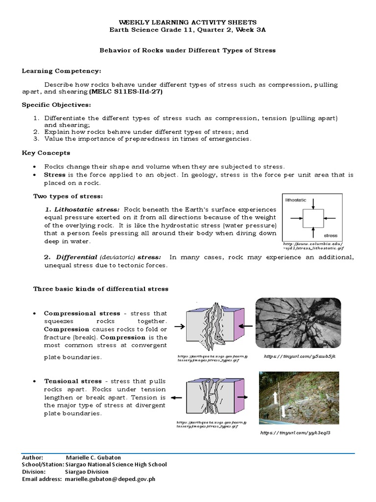 ES - Q2 - Week 3a | PDF | Deformation (Engineering) | Stress (Mechanics)