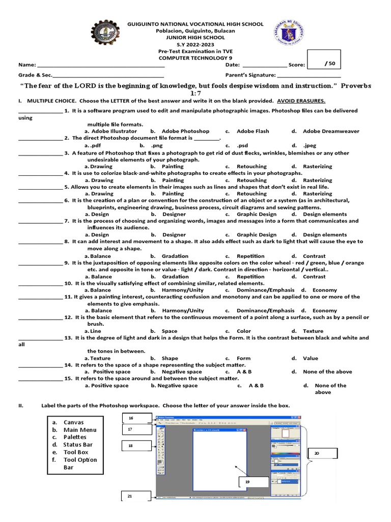 Photoshop Tools Selection Quiz | PDF | Adobe Photoshop | Graphic Design