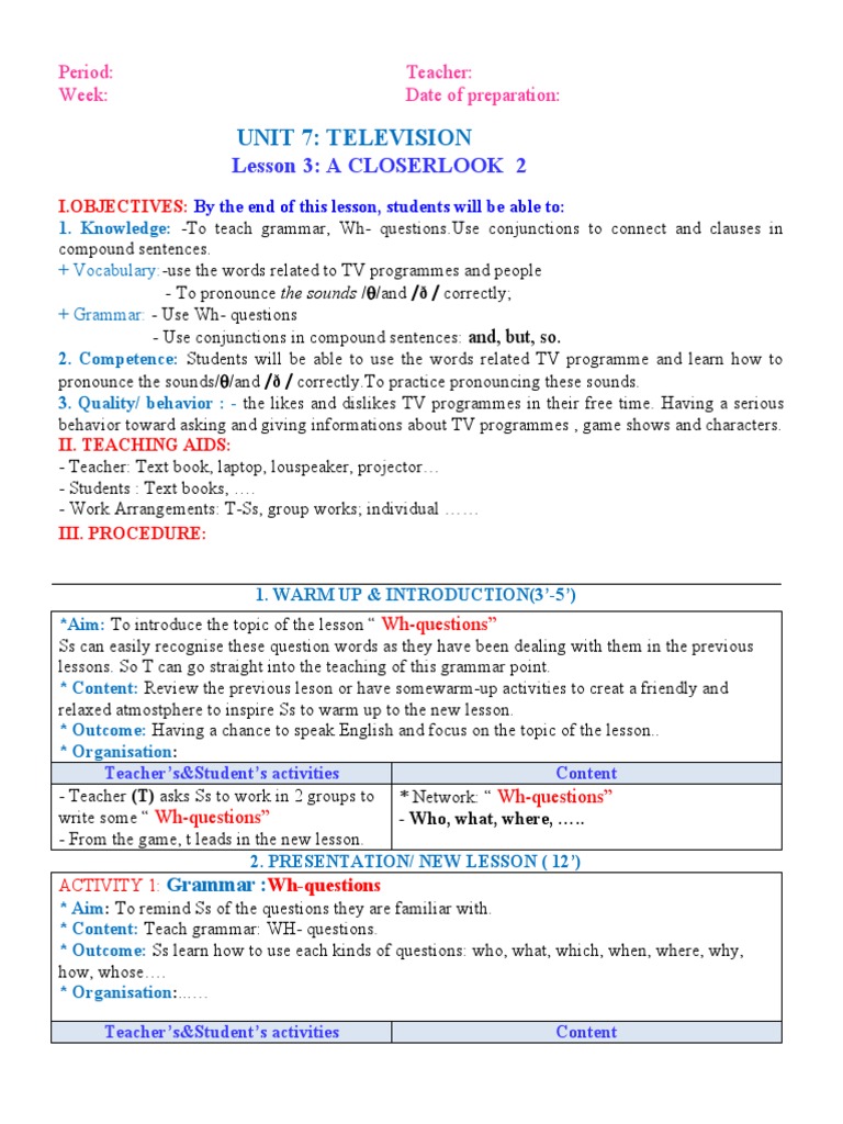 Unit 7 - Lesson 3 - A Closer Look 2 | PDF