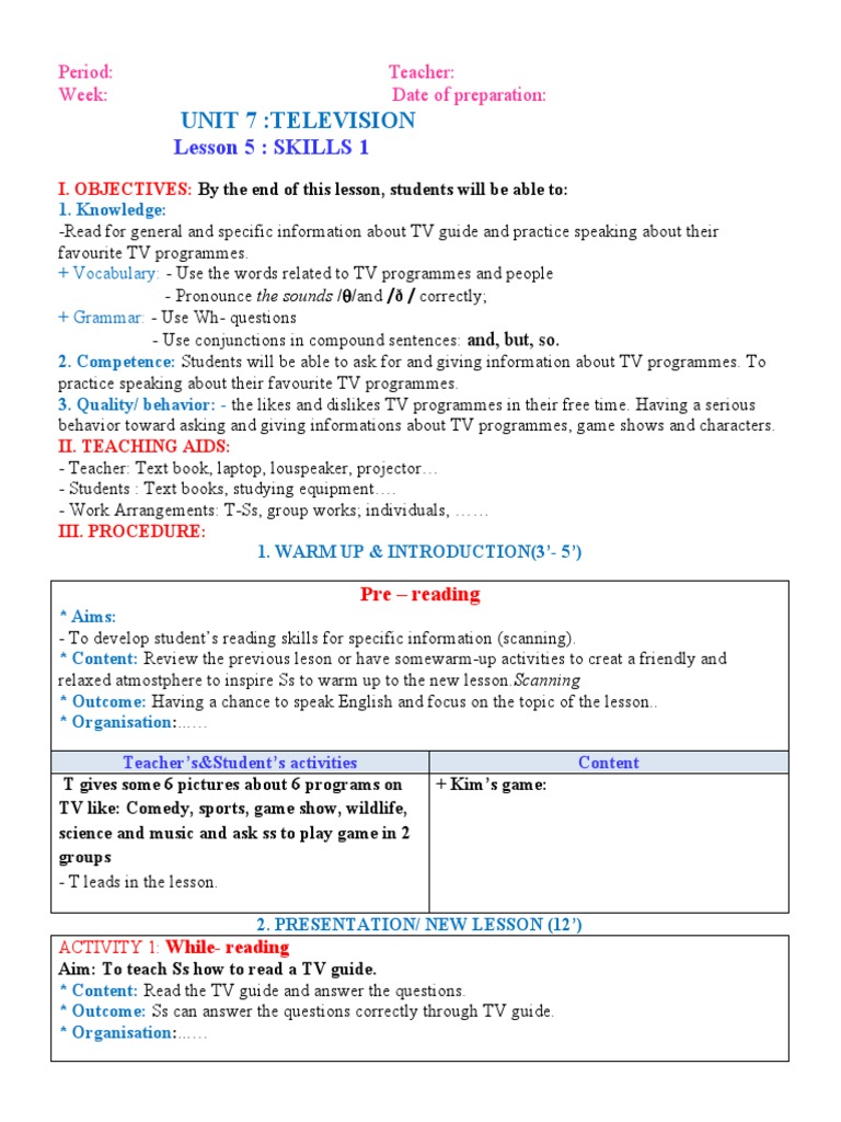 Unit 7 - Lesson 5 - Skills - 1 | PDF | Teachers | Cognition