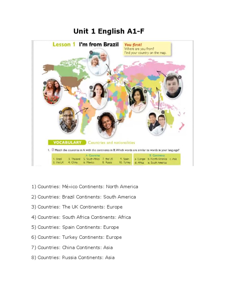 Unit 1 English A1 | PDF