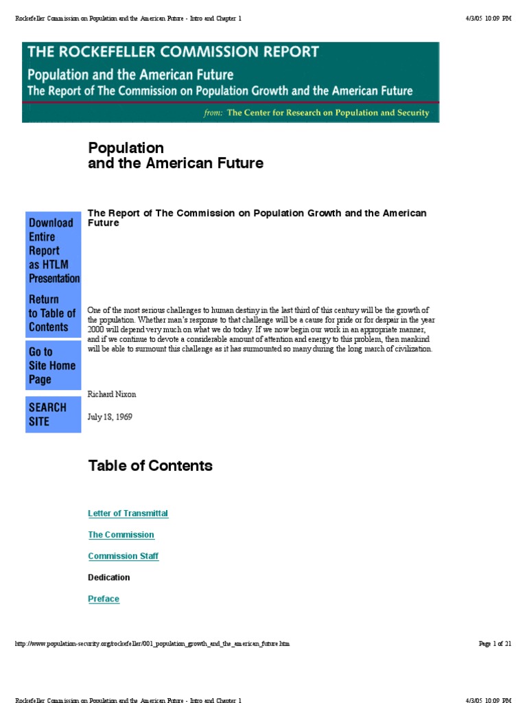 Rockefeller Commission Report | PDF | Birth Rate | Family Planning