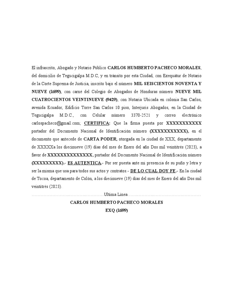 Formato Autentica Carta Poder | PDF