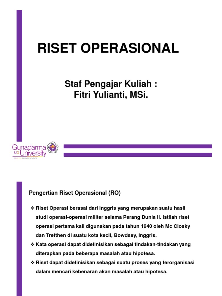 I. Pengertian Riset Operasional | PDF