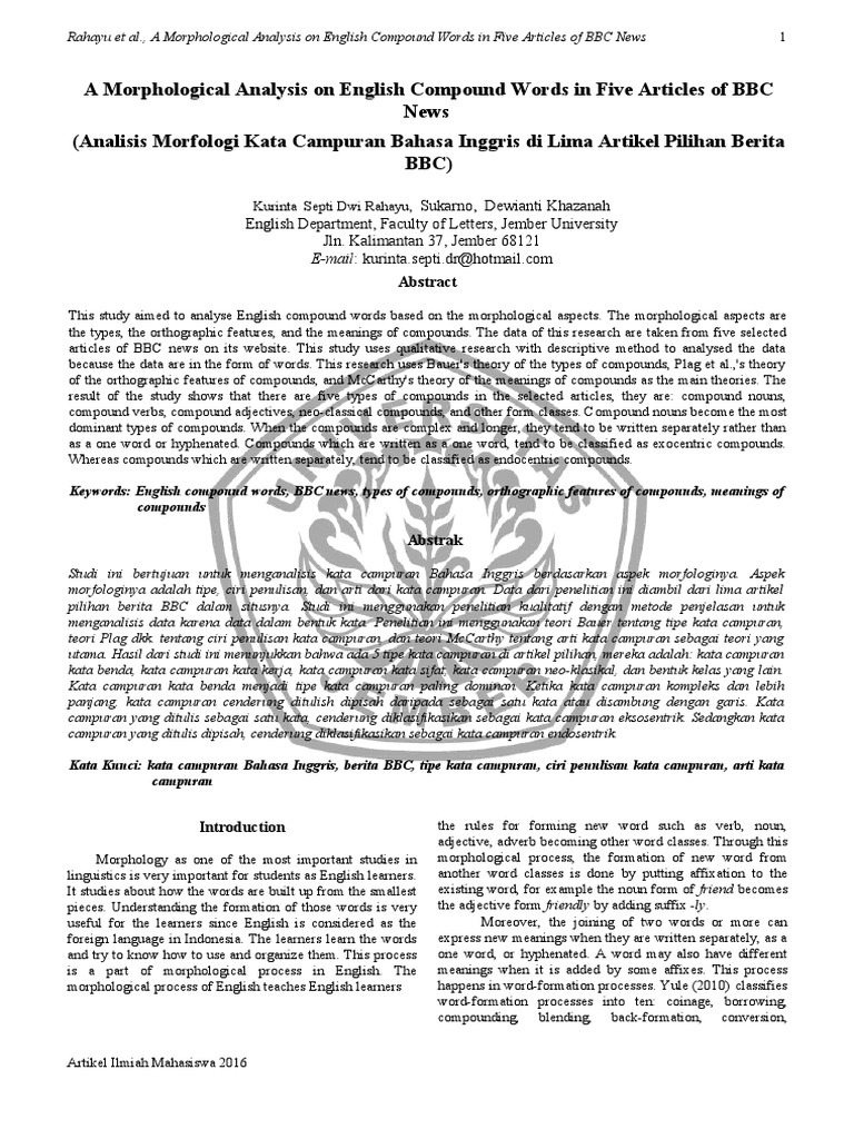 Kurinta Septi Dwi Rahayu | PDF | Word | Syntactic Relationships