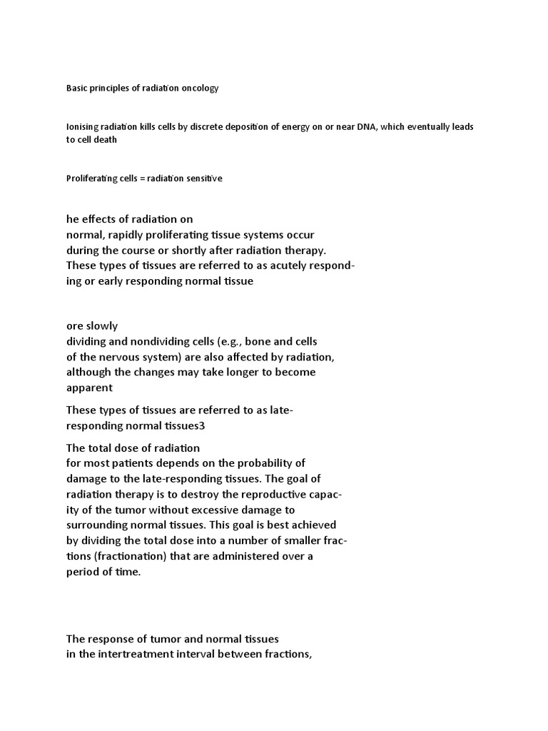 Basic Principles Of Radiation Oncology Pdf Radiation Therapy Cell