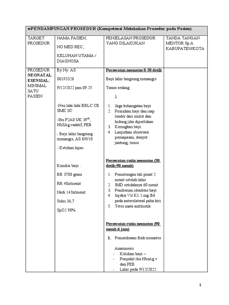 LOG BOOK OJT SESI NEONATAL - Ibu Hepatitis | PDF
