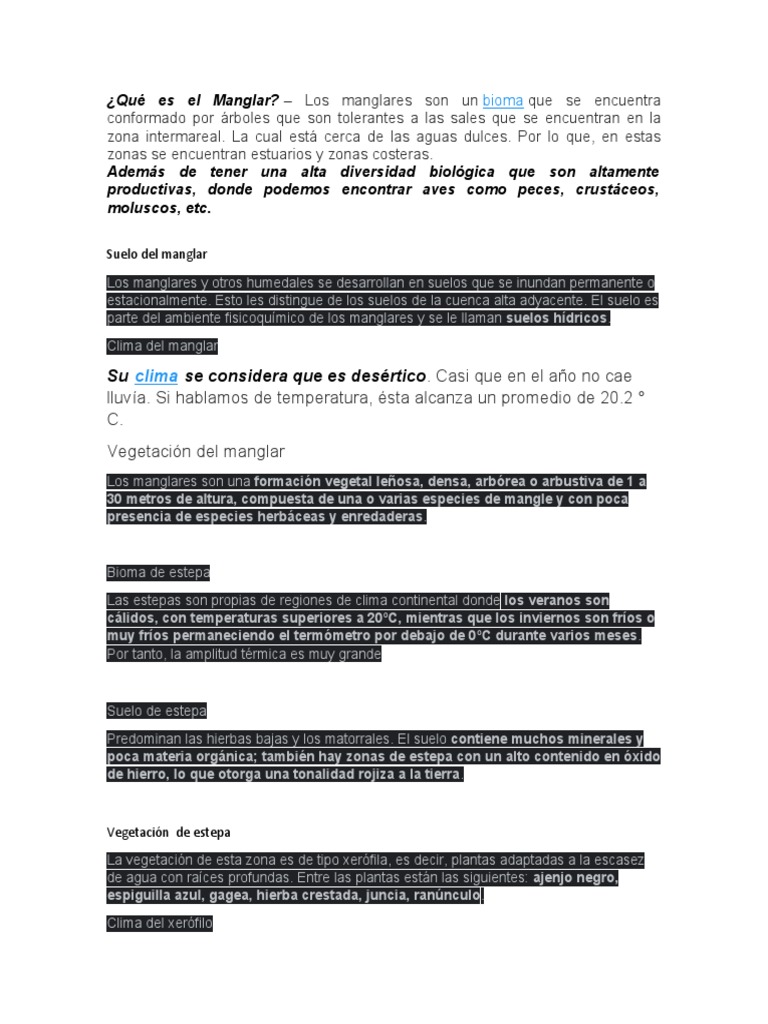 Qué Es El Manglar | PDF | Mangle | Ciencias de la Tierra