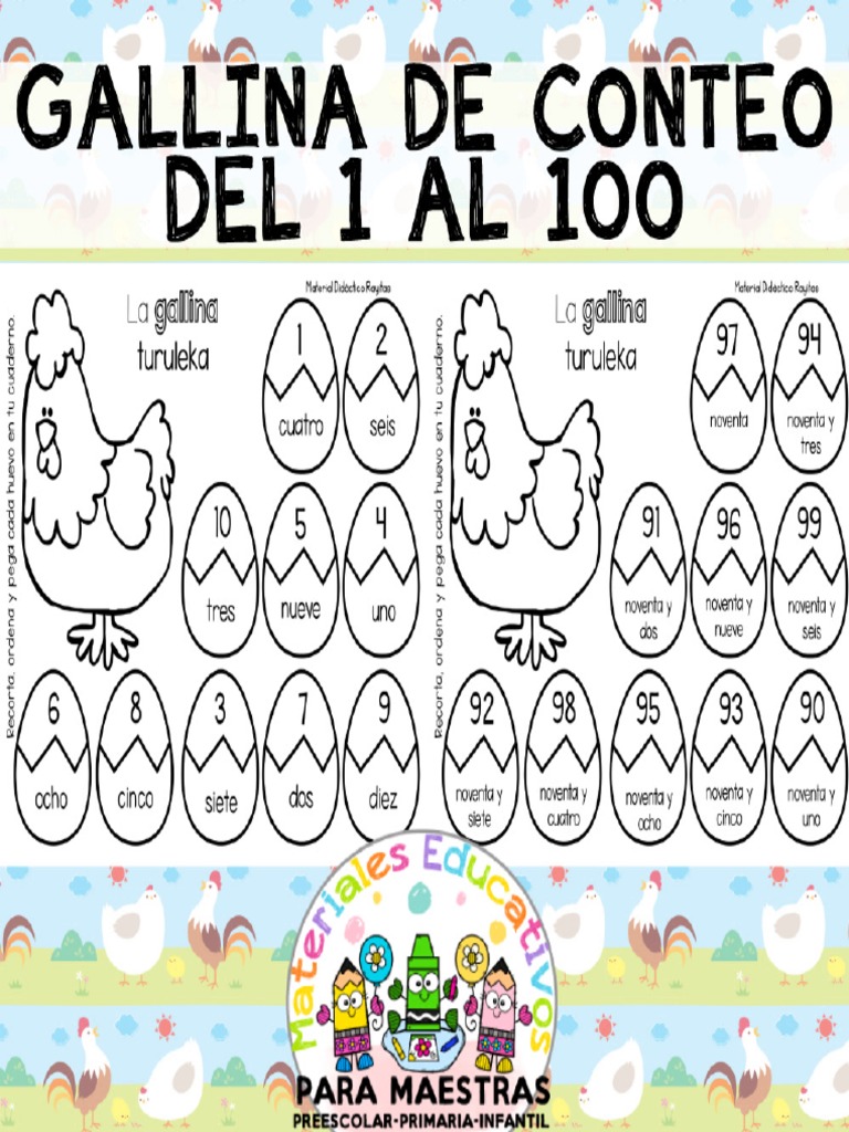 Gallina para Contar Del 1 Al 100 Recopilado Por Materiales Educativos ...
