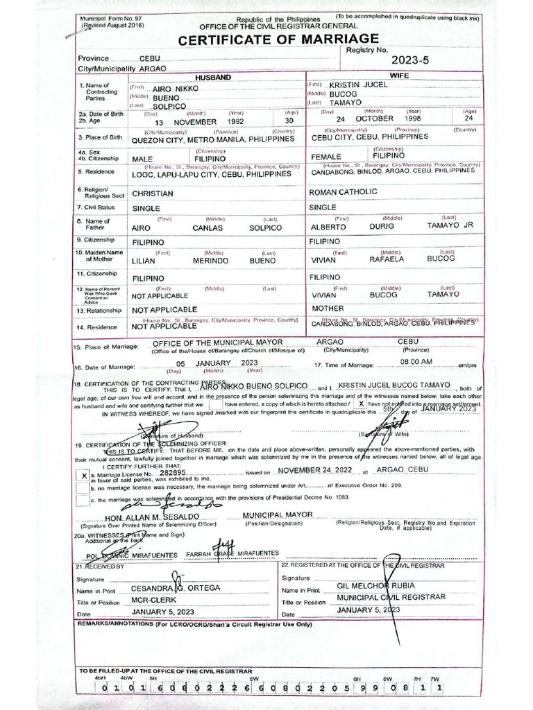 Marriage Certificate | PDF