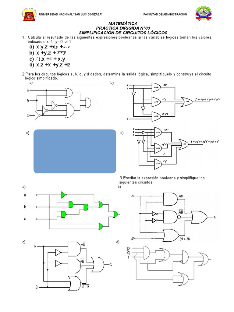 Circuitos o Compuertas Lógicas | PDF | Álgebra de Boole | Enseñanza de matemática