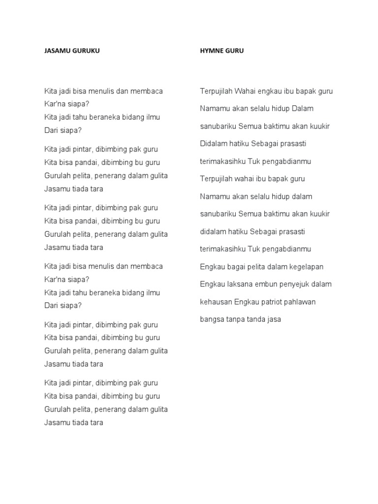 Jasamu Guruku | PDF | Agama & Spiritualitas | Puisi