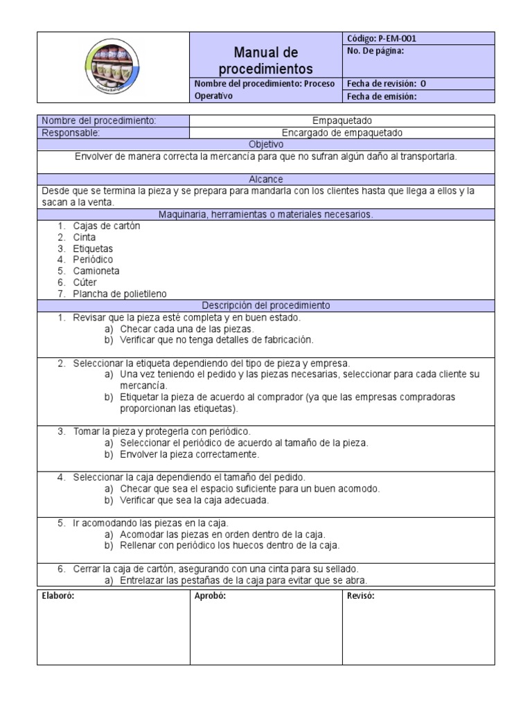 Procedimiento Empaquetado Pdf