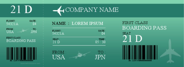 Plane Ticket Template 02 | PDF