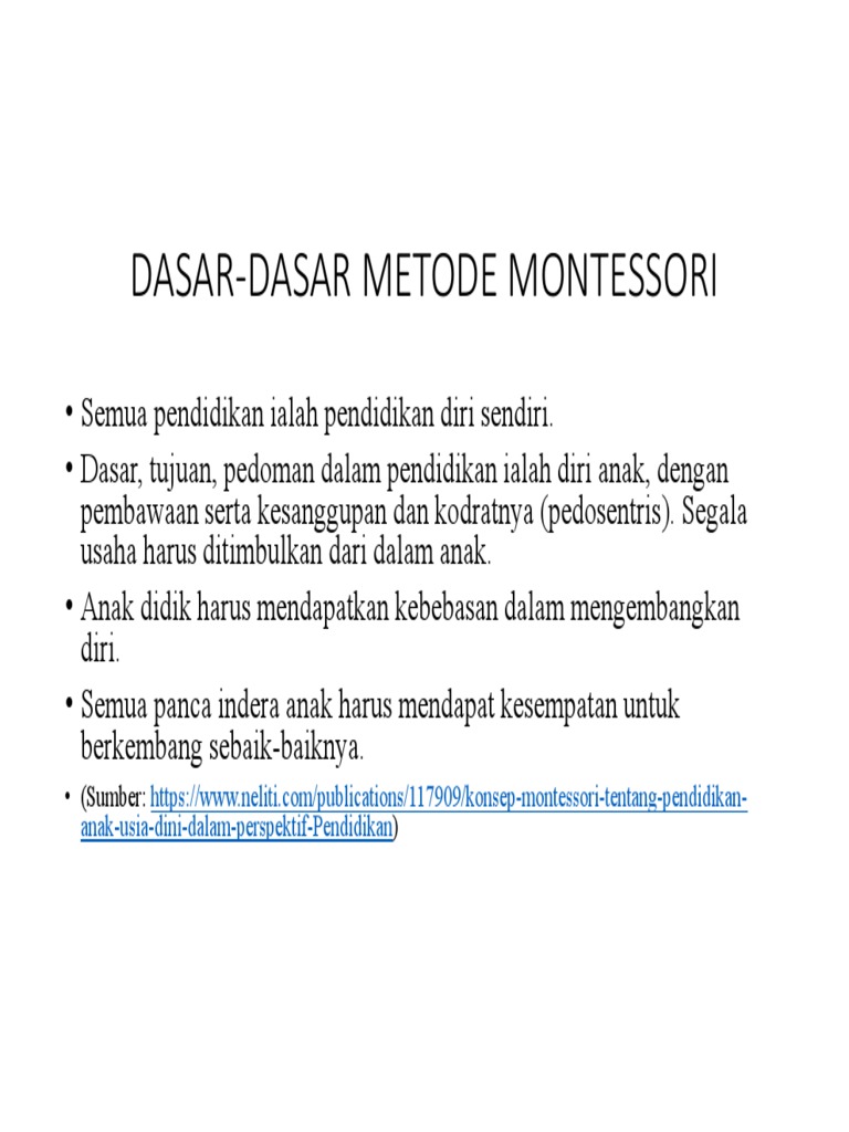 Dasar-Dasar Metode Montessori | PDF