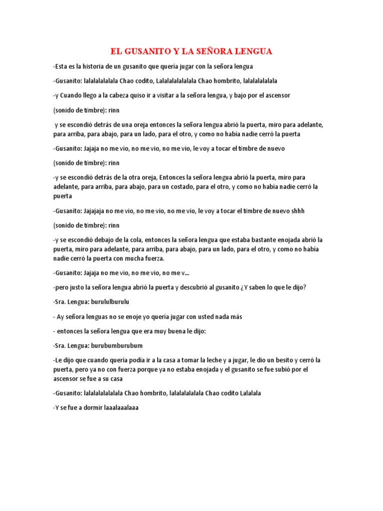 El Gusanito y la Señora Lengua | PDF