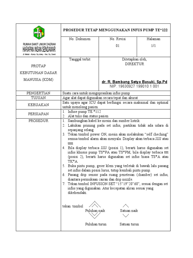 SOP Menggunakan Inpuse Pump Te 112 | PDF