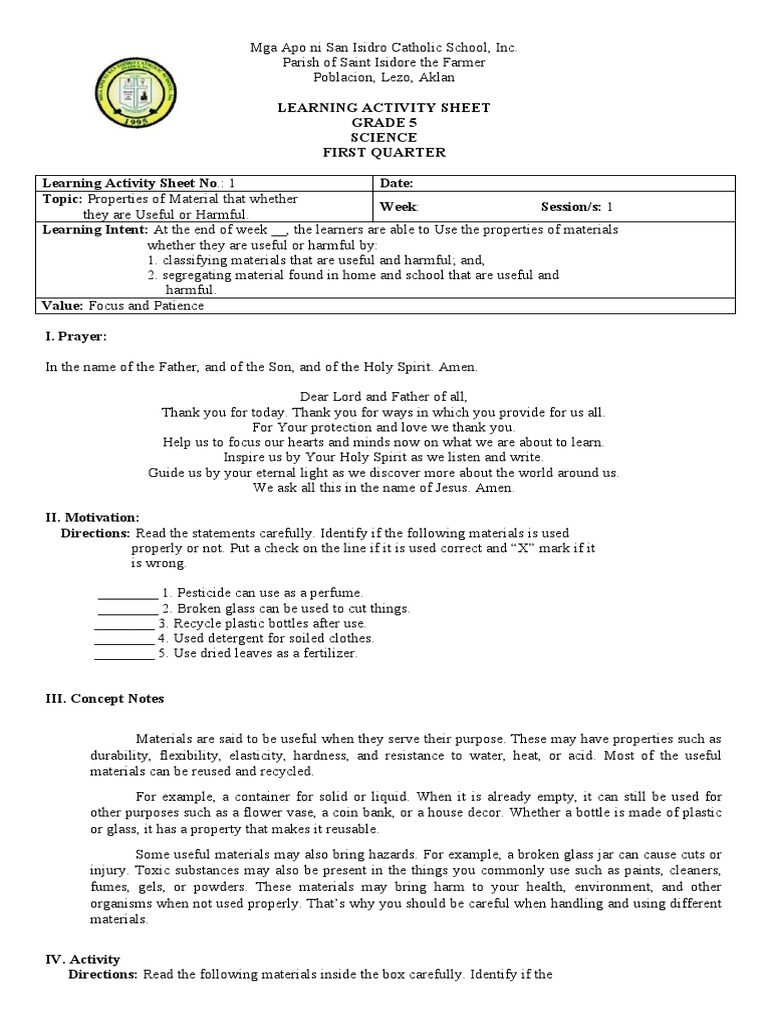 Las 2020 Science 5 q1 | PDF | Decomposition | Oxide