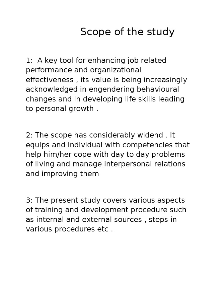 Scope of The Study | PDF | Data | Employment