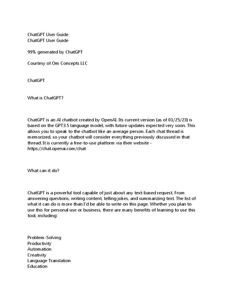ChatGPT User Guide | PDF | Artificial Intelligence | Intelligence (AI ...
