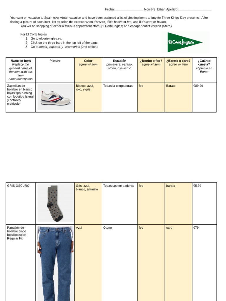 Clothing Scavenger Hunt - Part 1 | PDF | Tecnicas artisticas | Color