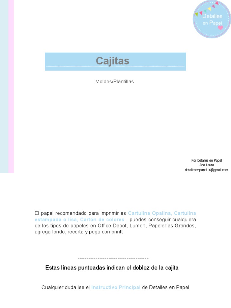 Cajitas Pdf Materiales Papelería