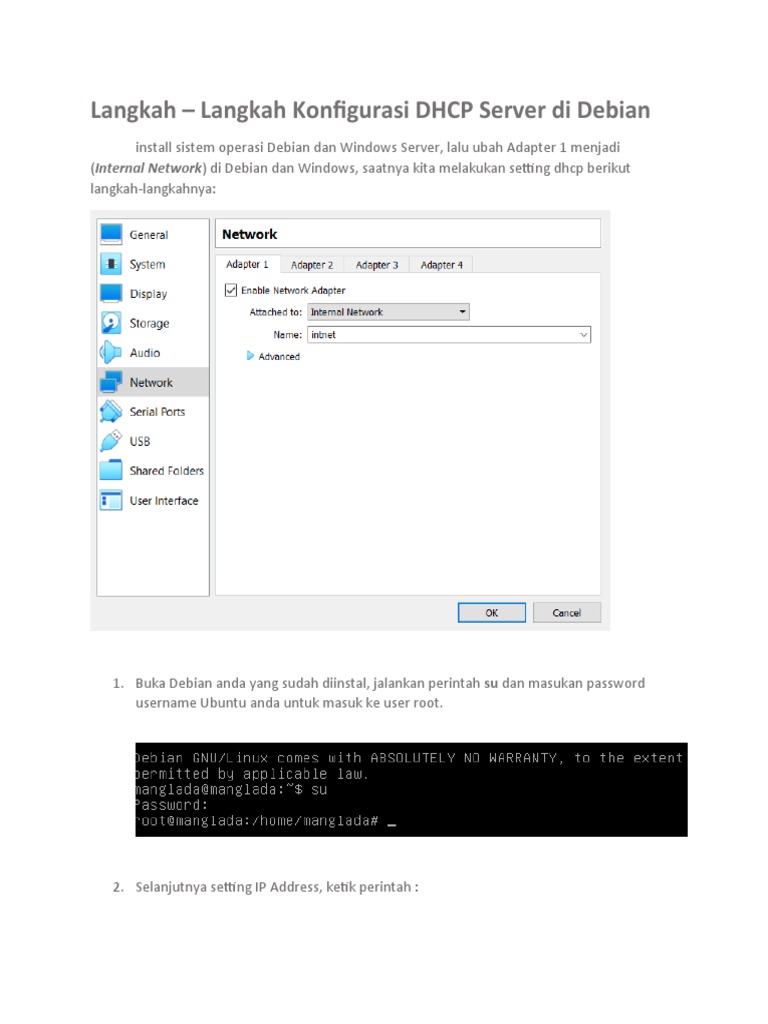 Langkah Konfigurasi DHCP Server Di Debian | PDF
