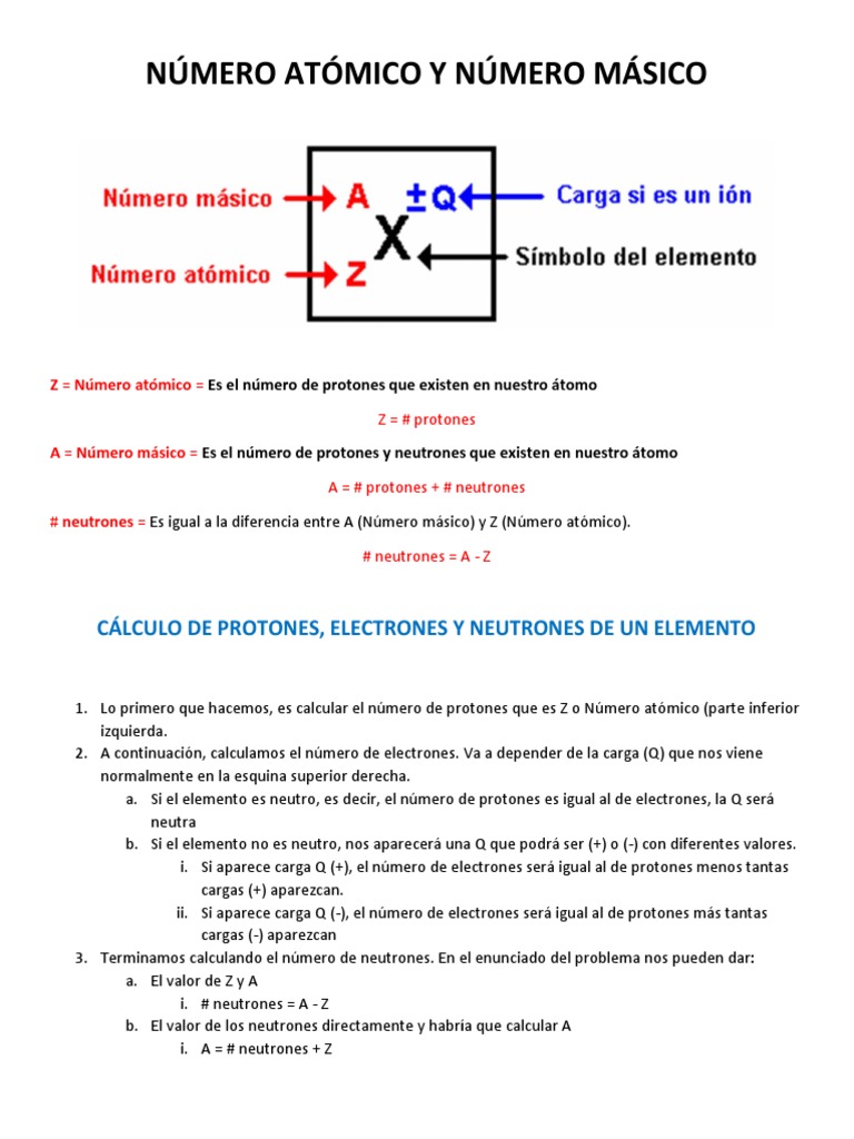 Número Atómico y Número Másico | PDF | Átomos | Química