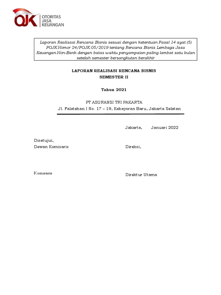 Form Laporan Realisasi Rencana Bisnis 2021 (Semester II) Div MKT | PDF