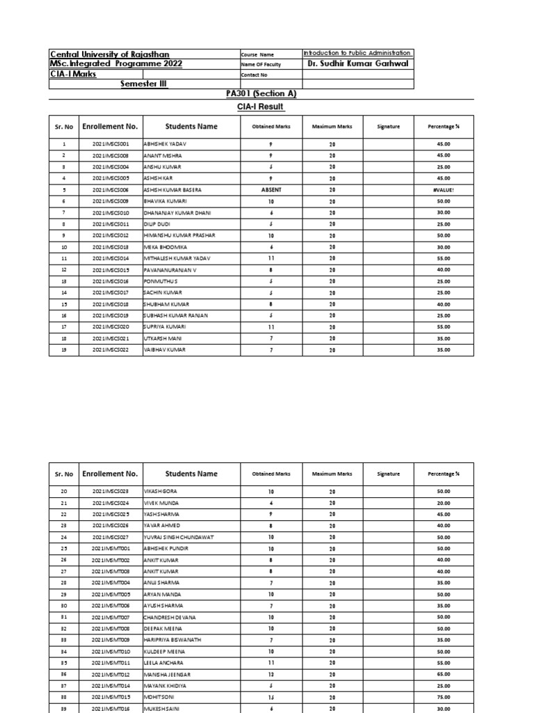 Semester III - CIA-I - PA301 - Section A | PDF