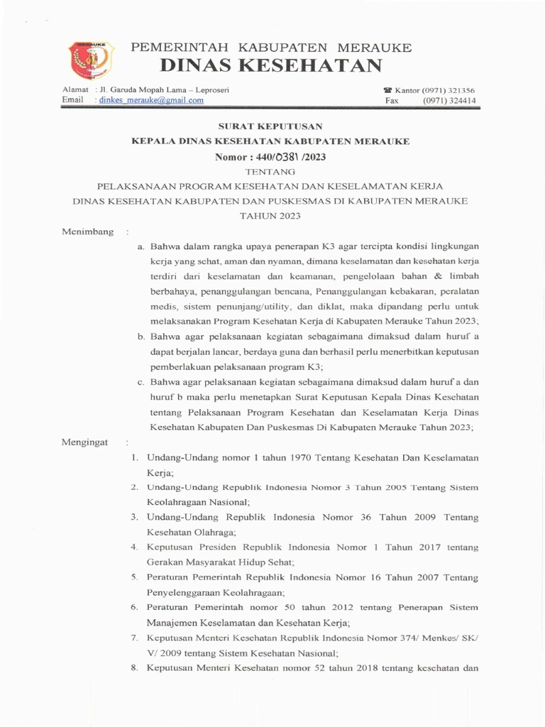 SK K3 Tahun 2023 | PDF