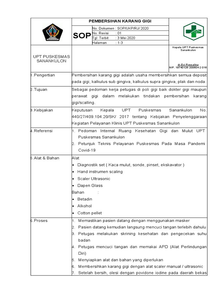 Sop Pembersihan Karang Gigi 2020 | PDF | Pengembangan Diri