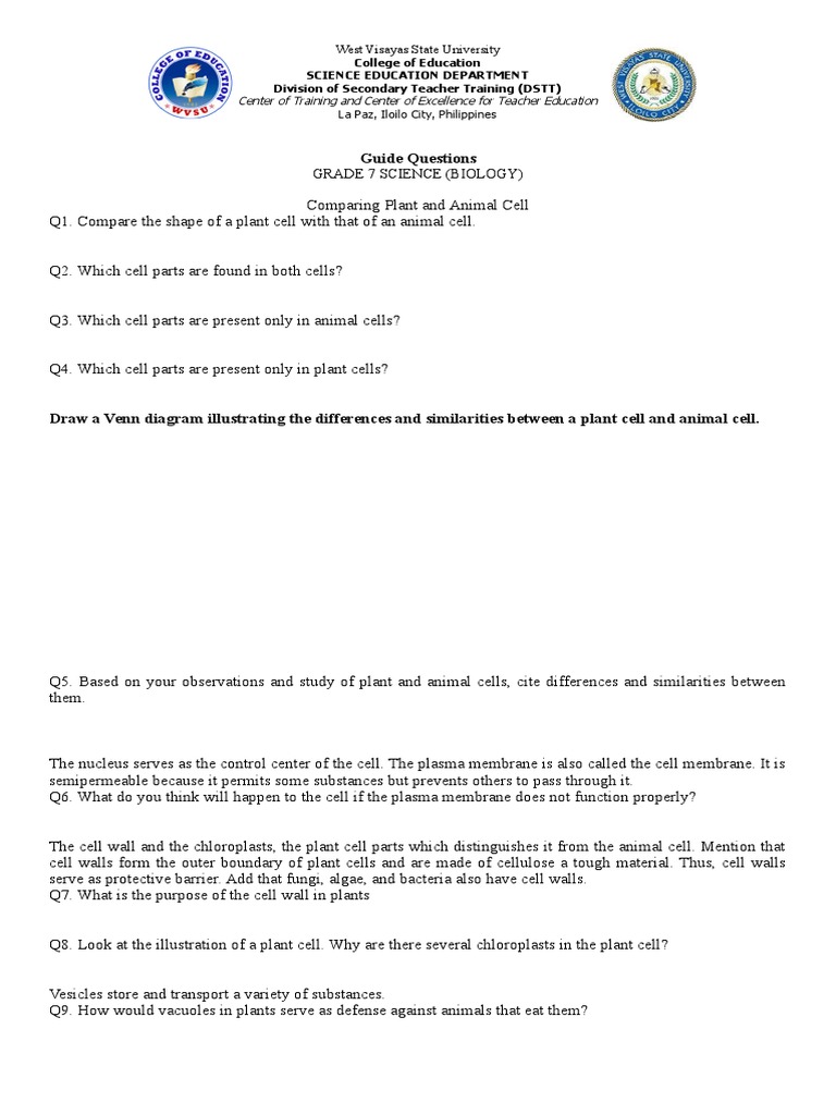 Act Sheet - Comparing Plant and Animal | PDF