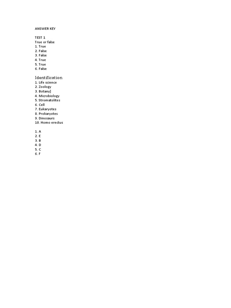 Answer Key m1-m4 | PDF