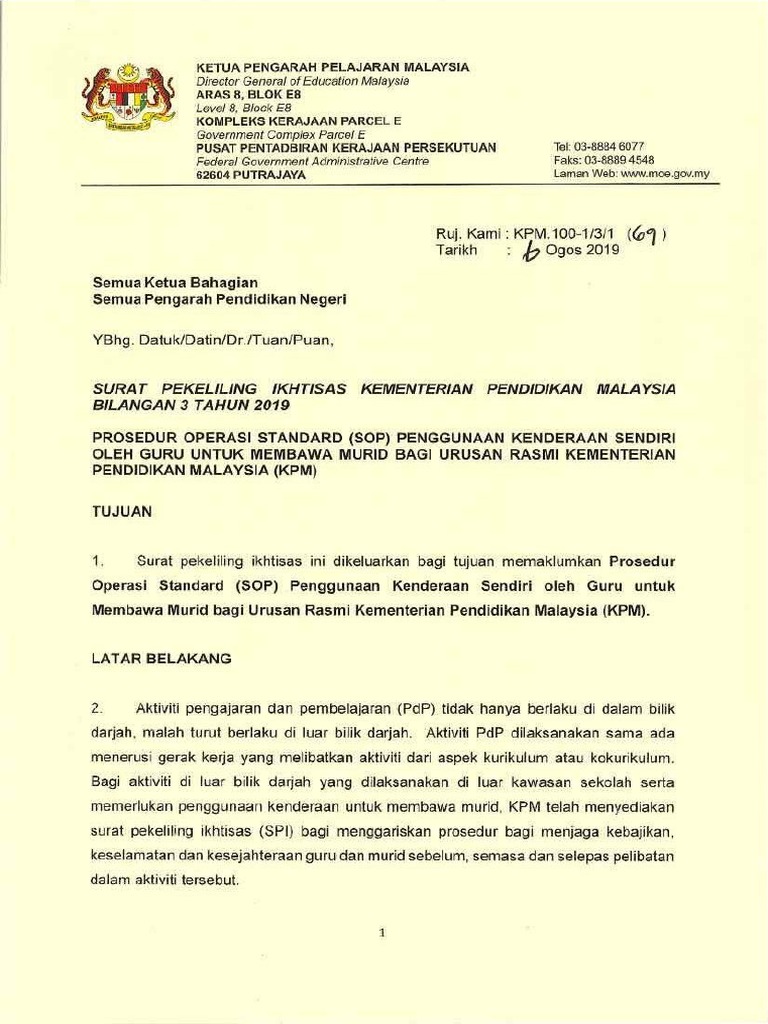 Surat Pekeliling Ikhtisas Kementerian Pendidikan Malaysia Bilangan 3 ... Surat Pekeliling Ikhtisas Kementerian Pendidikan Malaysia Bilangan 3 ...