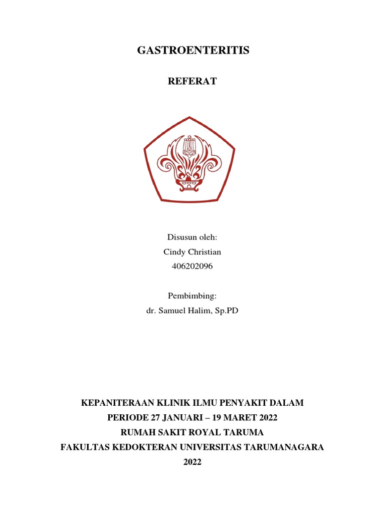 Referat Gastroenteritis - Cindy Christian 406202096 | PDF