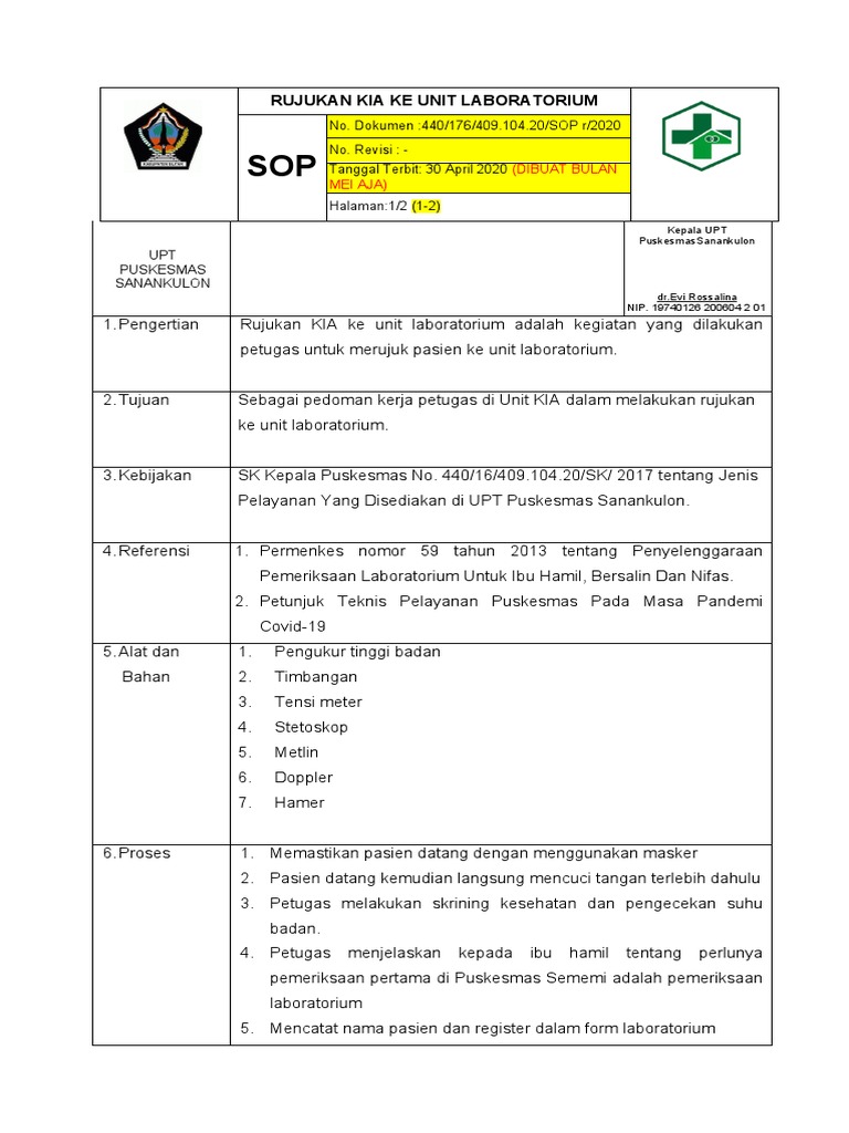 Sop Rujukan Kia Lab (Perlu Diedit) | PDF